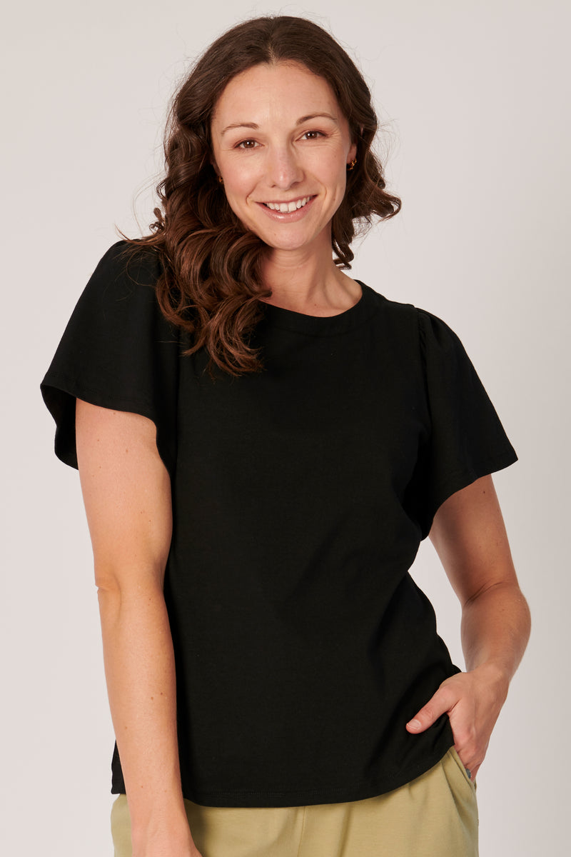 Flutter Sleeve Tee Black The Laboratory Store